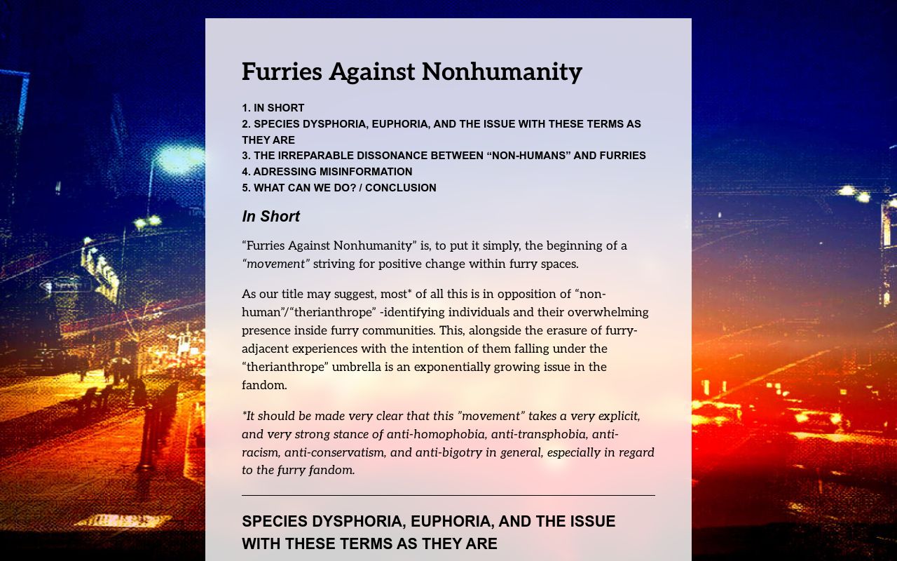 Furries Against Nonhumanity